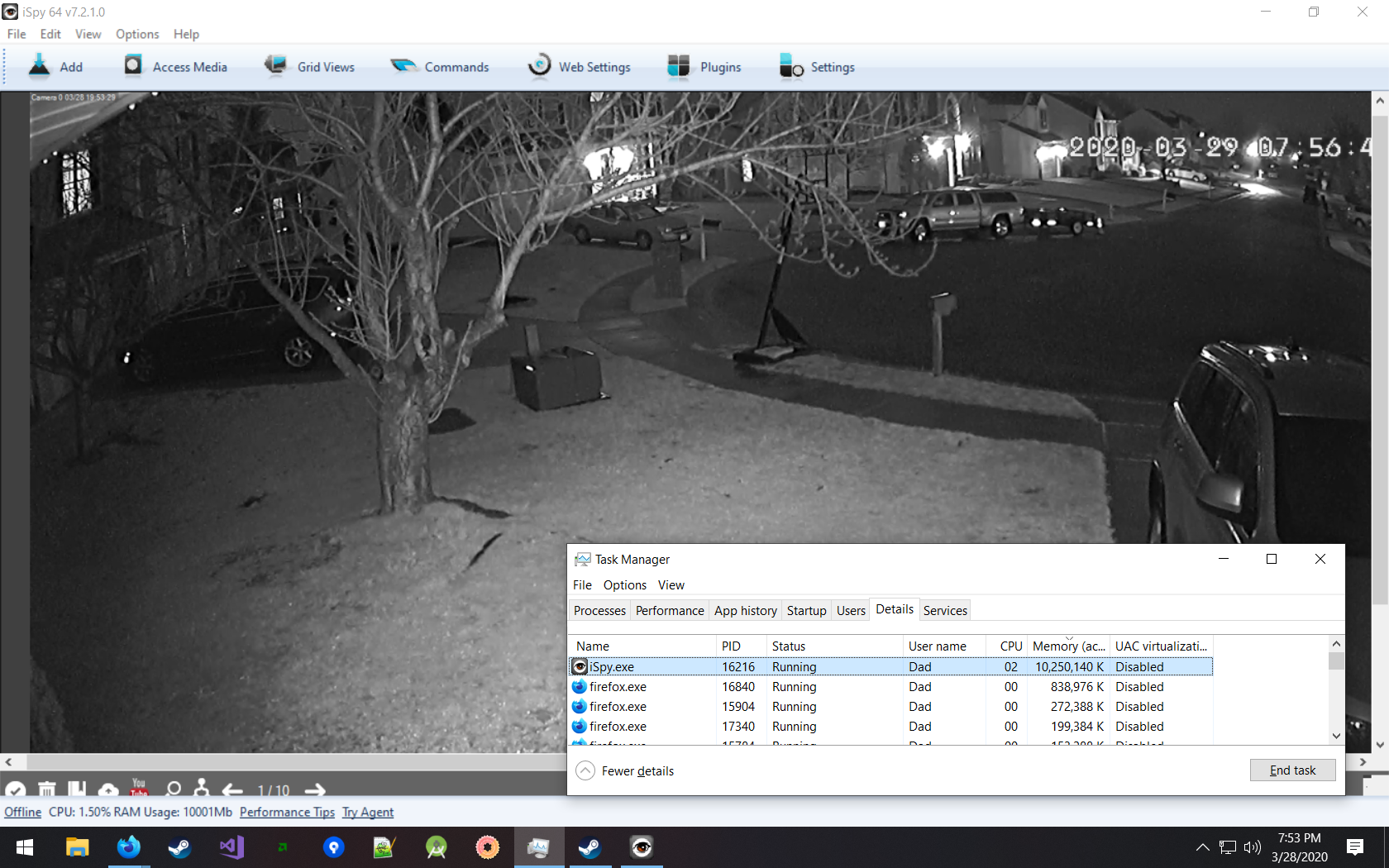 giant memory leak · Issue #99 · ispysoftware/iSpy · GitHub