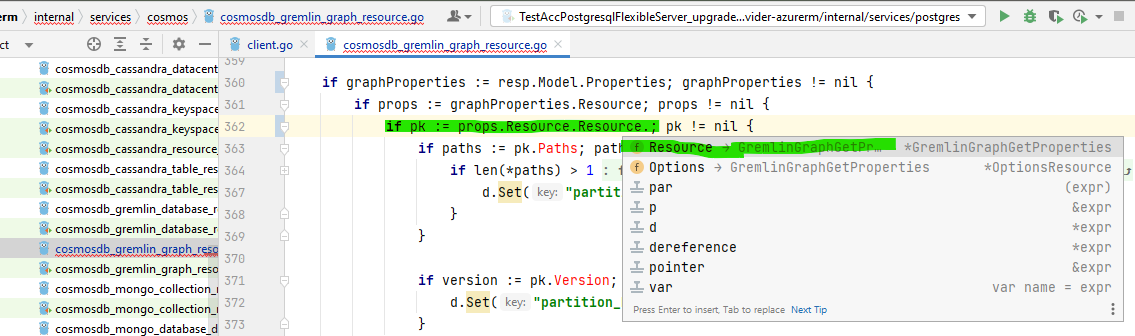 `CosmosDB.GremlinGraph` - the struct type of the `Resource` property shouldn't be it's parent ...