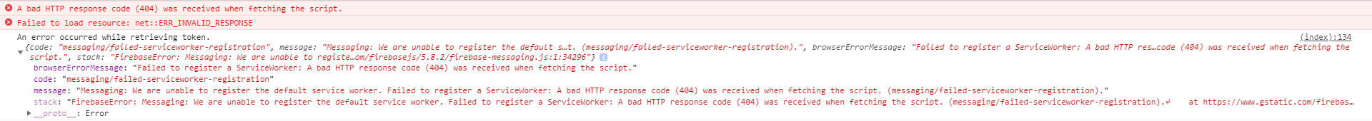 Failed to register a ServiceWorker: messaging/failed-serviceworker-registration · Issue #291 ...