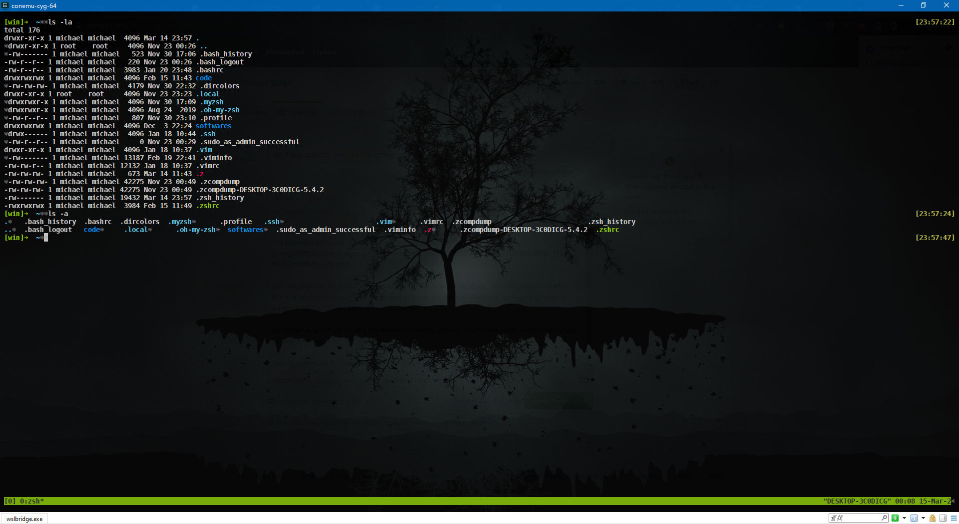 Cmd Line Append With Two Asterisks When I Using Tmux In Windows 10
