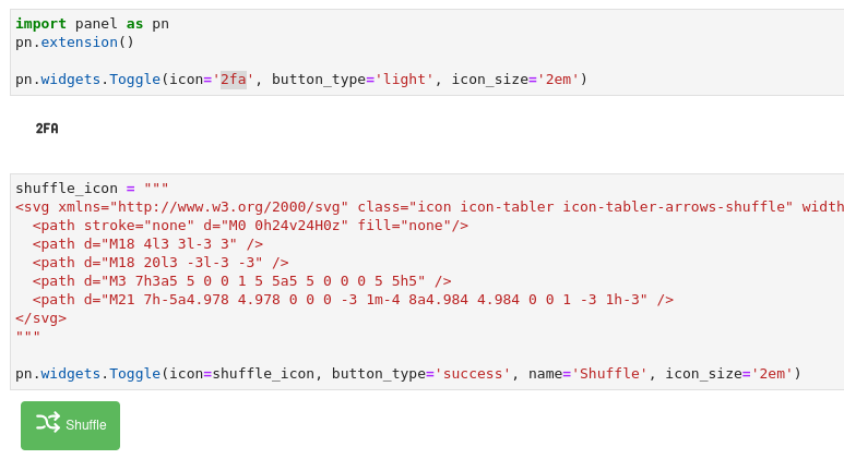 Toggle doesn't show icon · Issue #4961 · holoviz/panel · GitHub Toggle doesn't show icon · Issue #4961 · holoviz/panel · GitHub