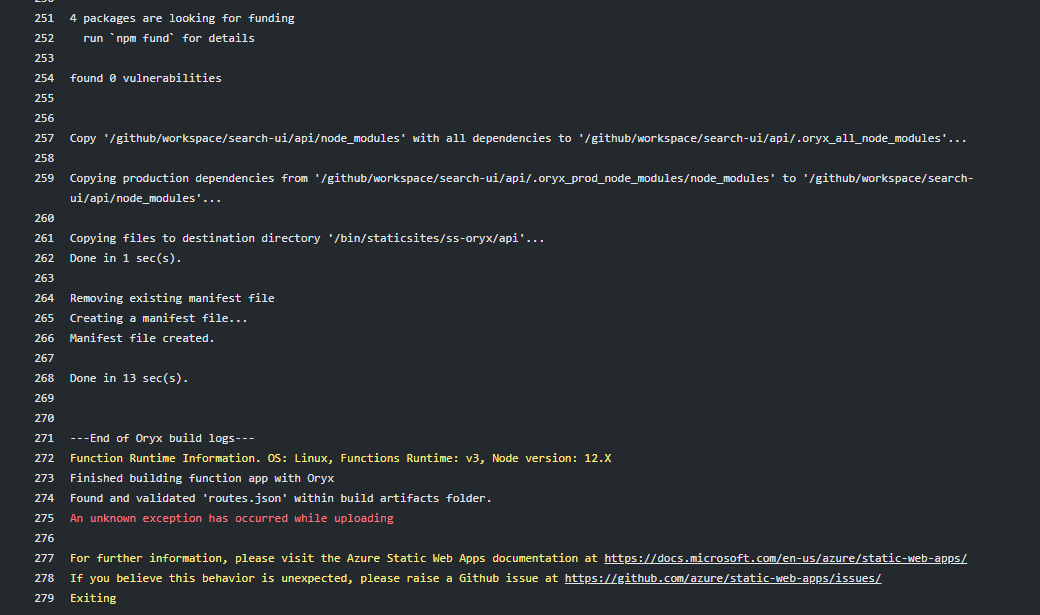 An Unknown Exception Has Occurred While Uploading · Issue 192 · Azurestatic Web Apps · Github 4253