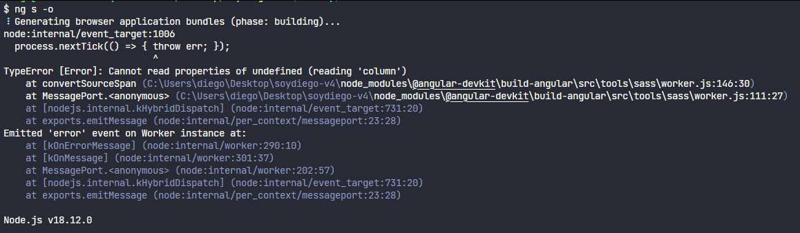 TypeError [Error]: Cannot read properties of undefined (reading 'column') at convertSourceSpan ...