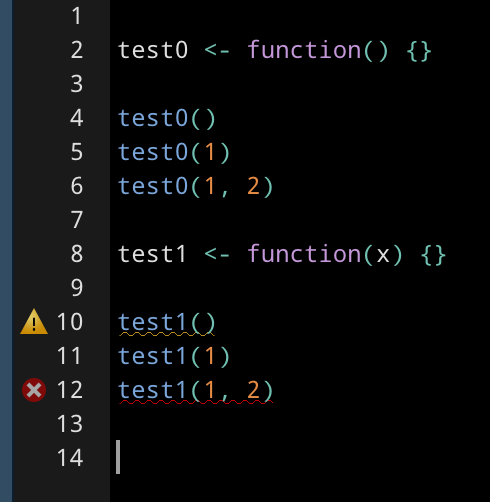 R diagnostics fails to detect too-many-arguments for functions accepting zero arguments · Issue ...