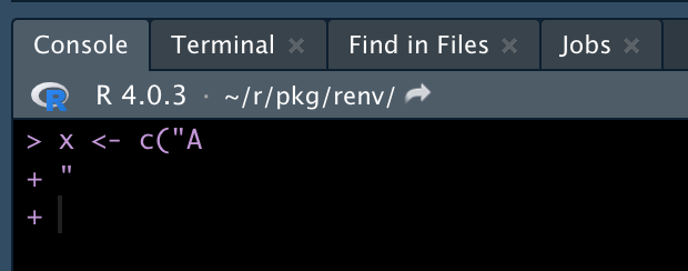 "execute selection" feature fails with code example with multi-line ...