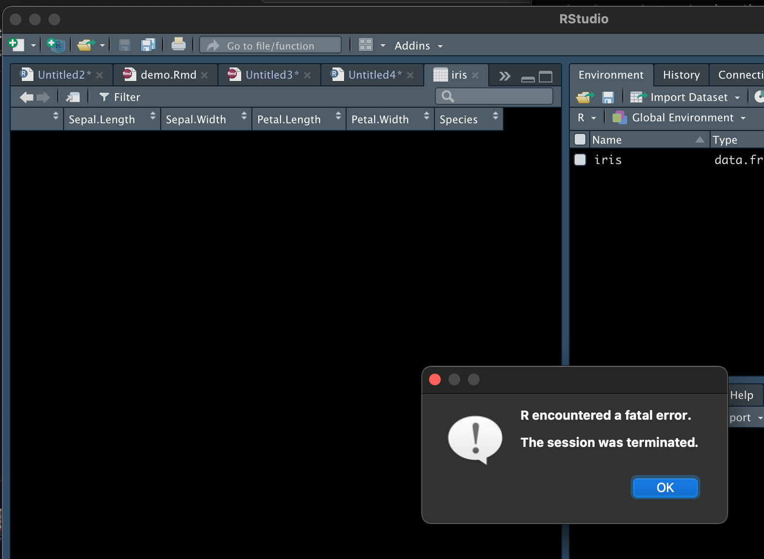 View() crashes for data frames with incorrect row.names · Issue #9364 · rstudio/rstudio · GitHub