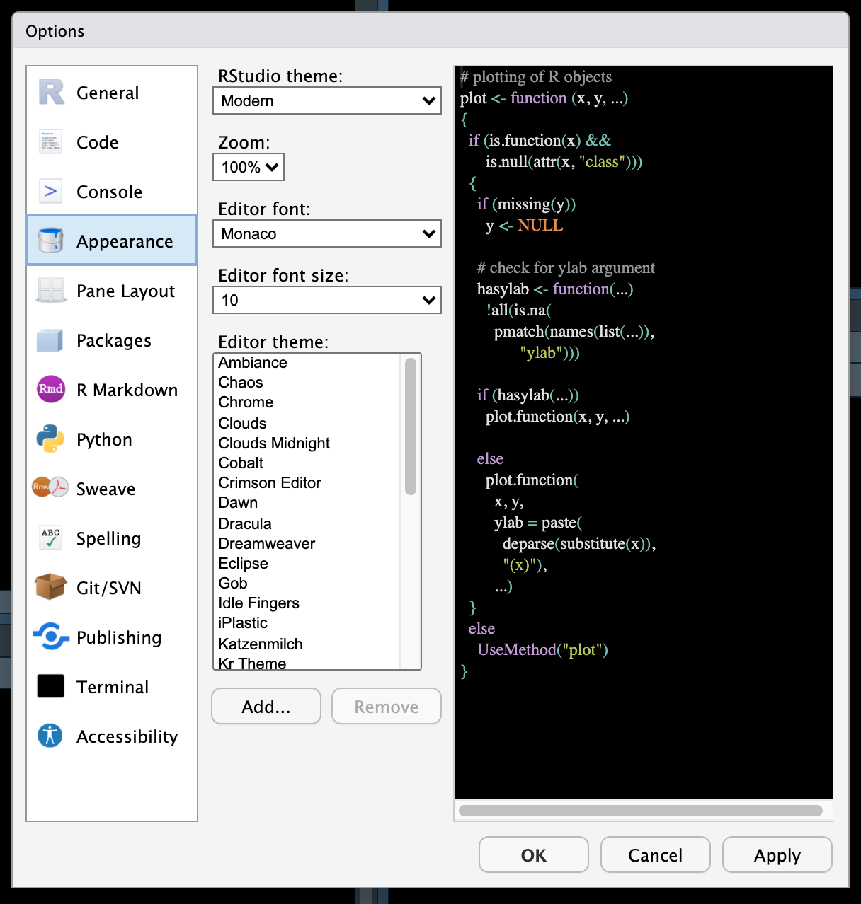 Ace editor preview doesn't get monospace font · Issue #10463 · rstudio/rstudio · GitHub