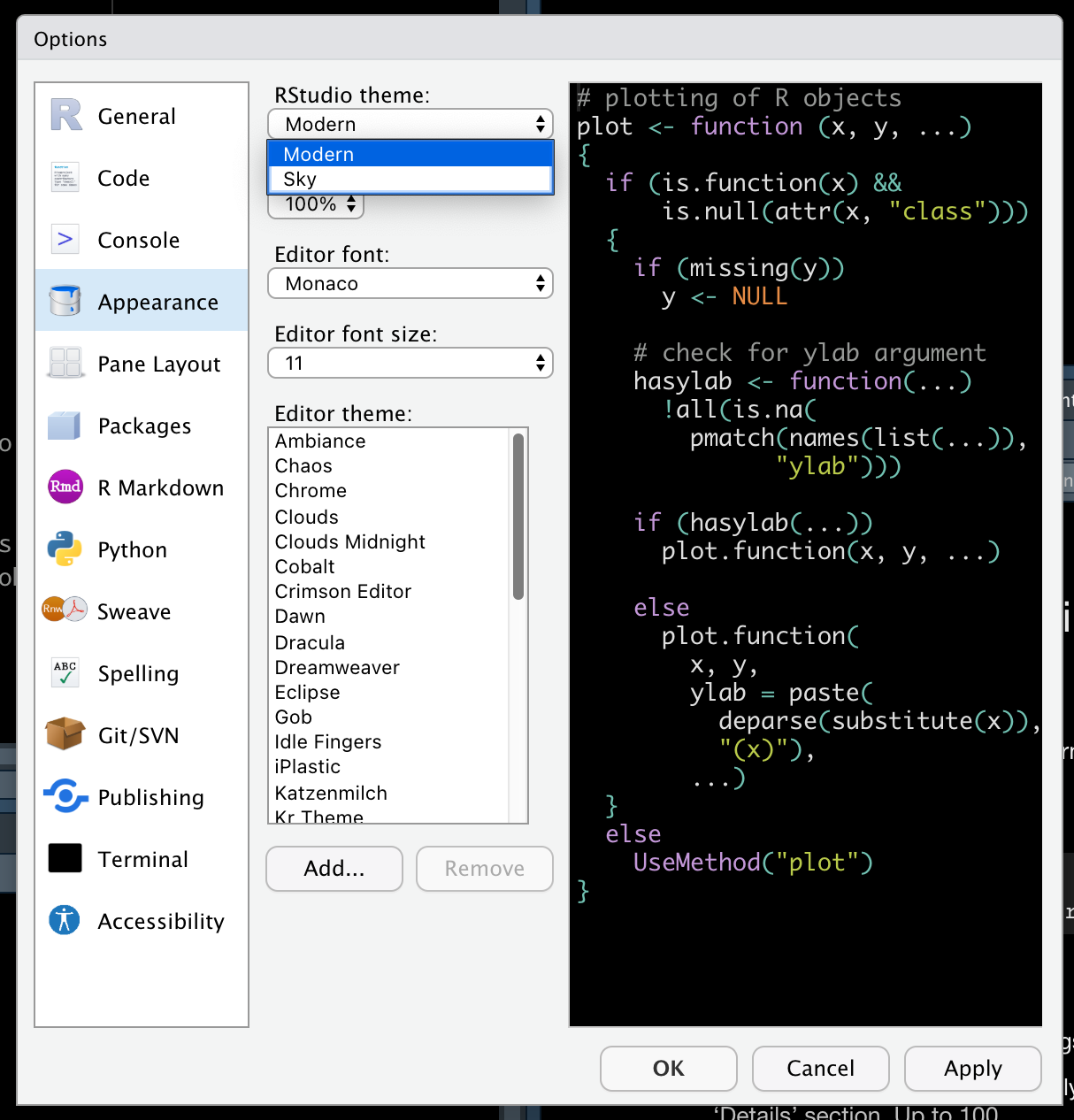 Selecting a dark editor theme does not switch GUI elements to dark mode ...