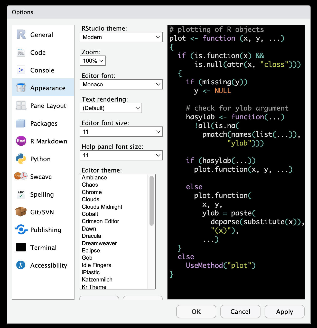 Appearance pane buttons flow off screen · Issue #13154 · rstudio ...