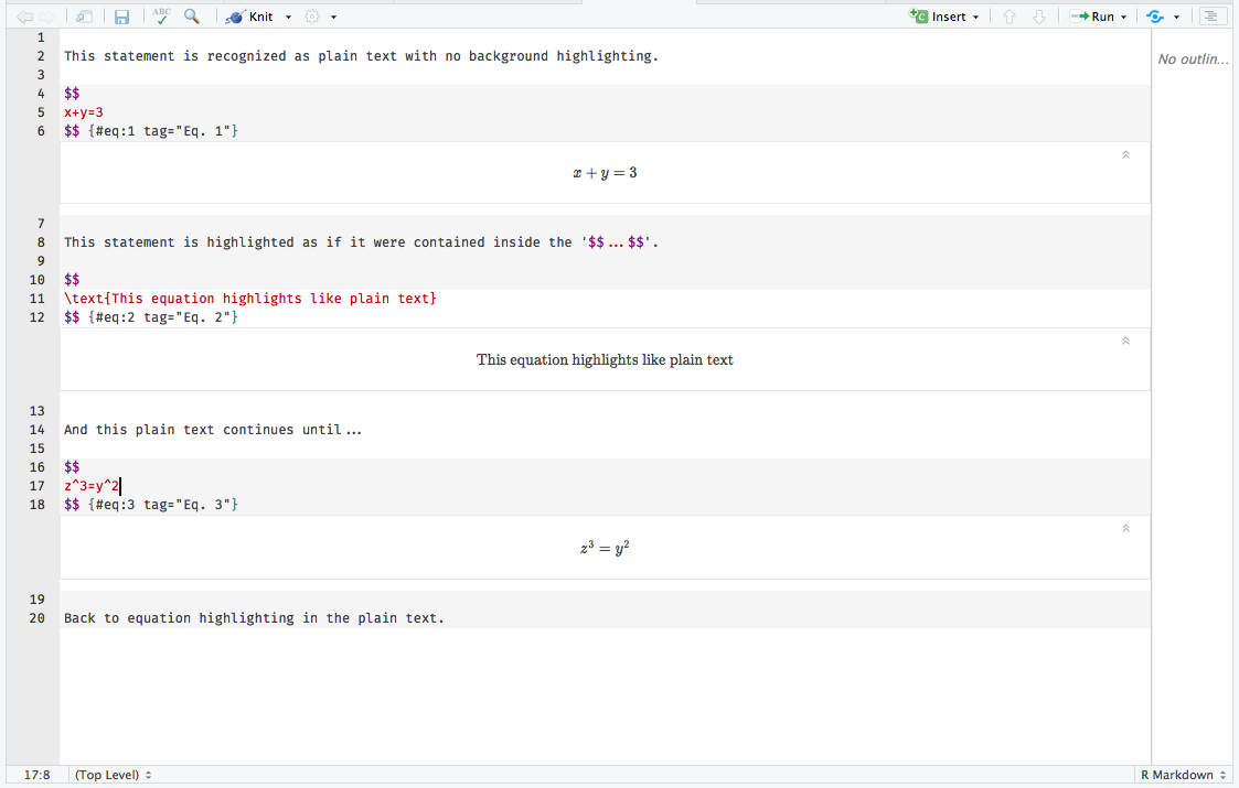 support pandoc equation numbers in highlighter · Issue #1808 · rstudio/rstudio · GitHub