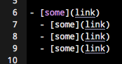 Syntax highlighting for links doesn't work on first item in an indented list · Issue #3735 ...