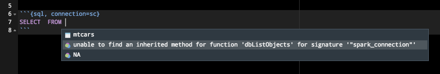 SQL autocomplete fails in RMD when the header includes whitespace ...
