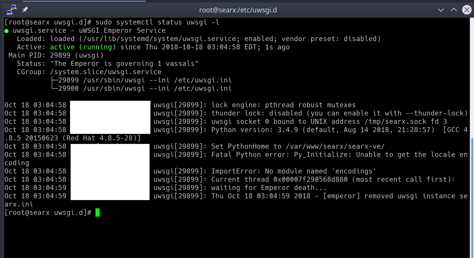 uWSGI Fatal Python Error · searx searx · Discussion #1418 · GitHub