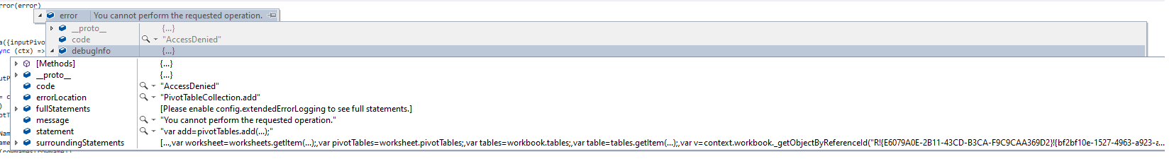 Access Denied - PivotTable Add · Issue #1227 · OfficeDev/office-js · GitHub
