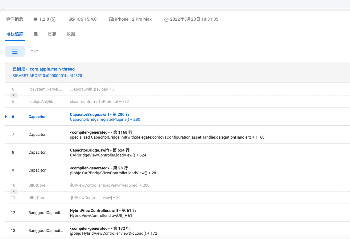 Bug Registerplugins Sigabrt Abort Crash · Issue 5524 · Ionic Teamcapacitor · Github 