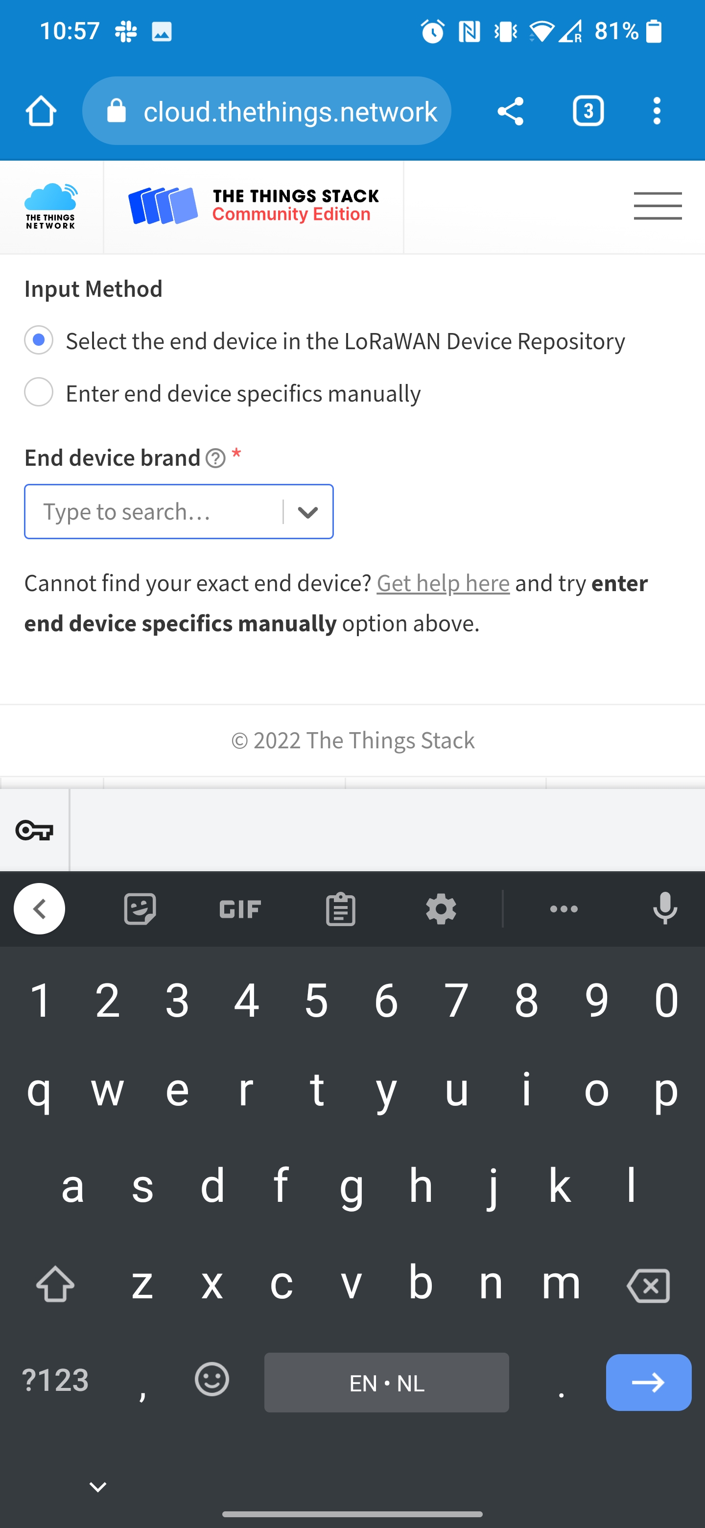 Register end device page focuses on `End device brand` input · Issue #5859 · TheThingsNetwork ...