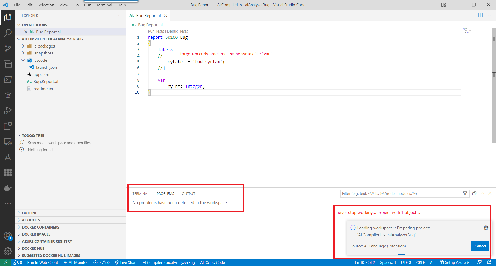 Syntax analyzer is broken - Report Labels · Issue #6979 · microsoft/AL ...