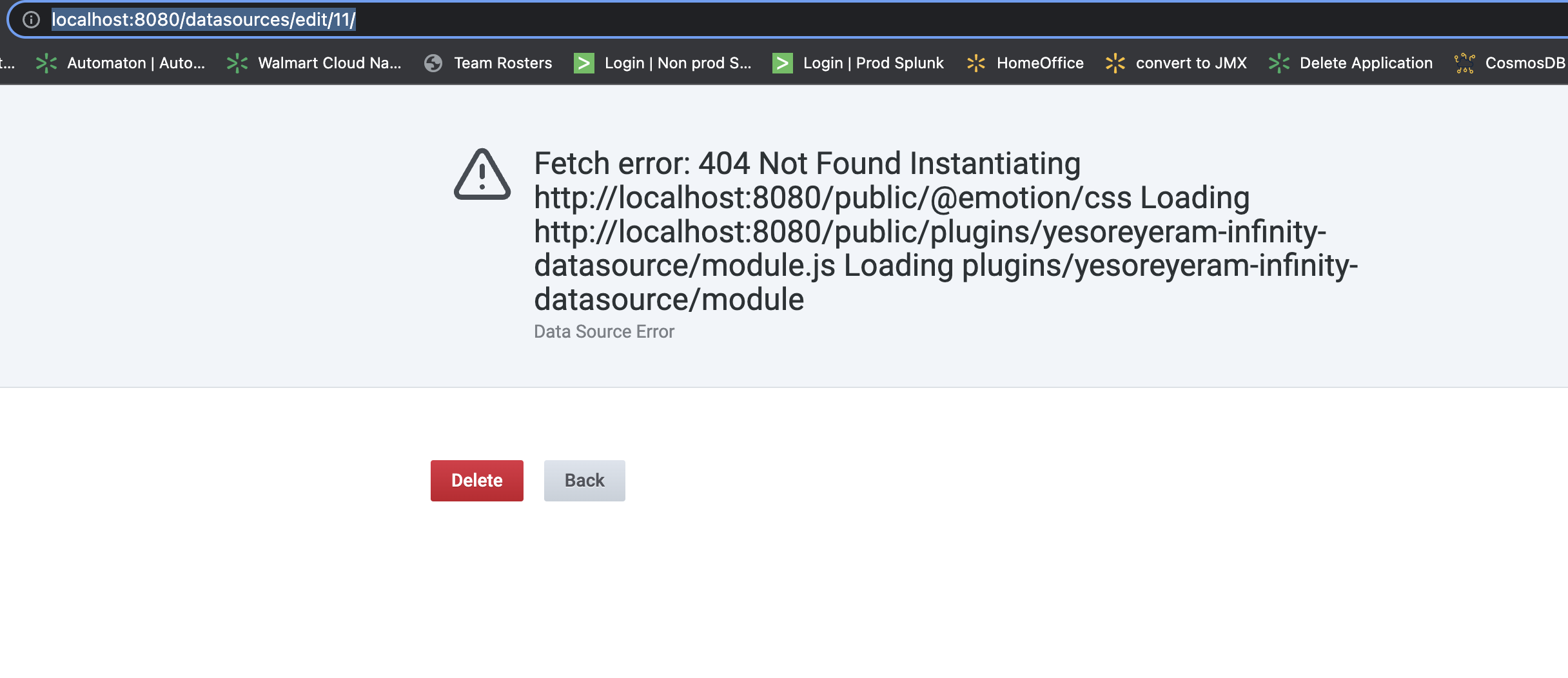 Getting Fetch Error While Adding Datasource · Grafana Grafana Infinity Datasource · Discussion