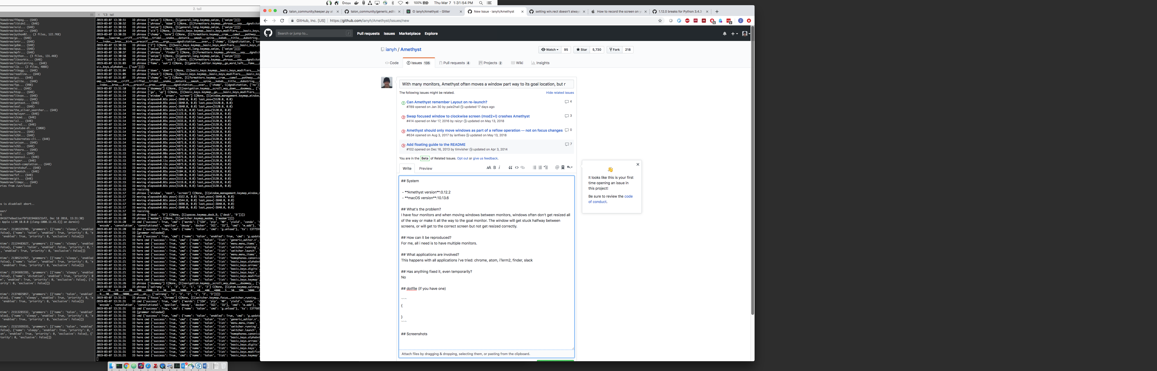 With many monitors, Amethyst often moves a window part way to its goal location, but not all of ...