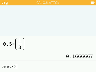 When using both decimals and fractions, the "ans" key will use the ...