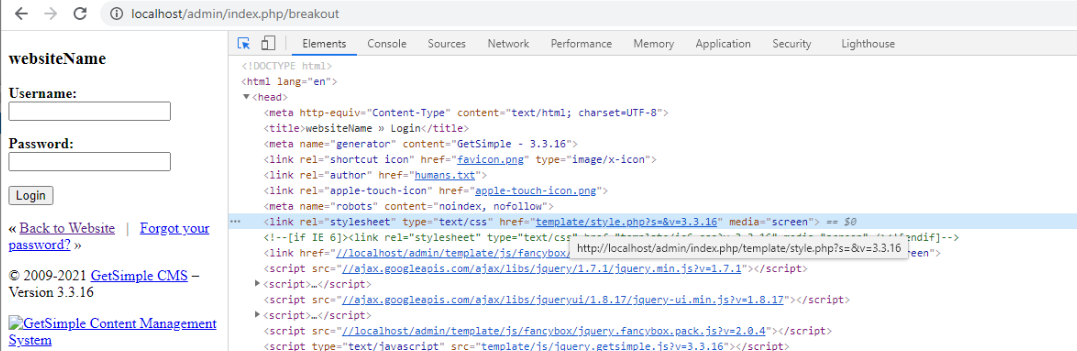 Reflected Cross-Site Scripting (XSS) vulnerability in GetSimple CMS v3.3.16 in 'admin/index.php ...