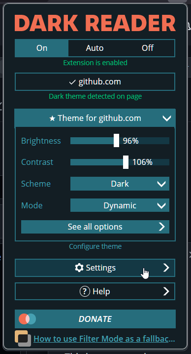 Why I cannot open custom theme settings for a single site? · darkreader darkreader · Discussion ...
