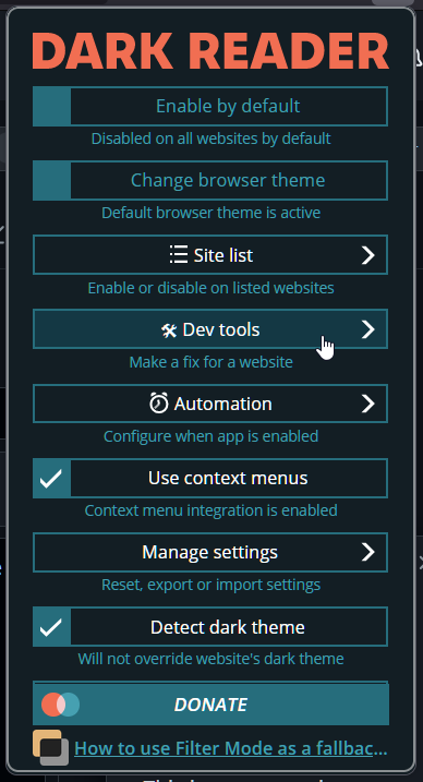 Why I cannot open custom theme settings for a single site? · darkreader darkreader · Discussion ...
