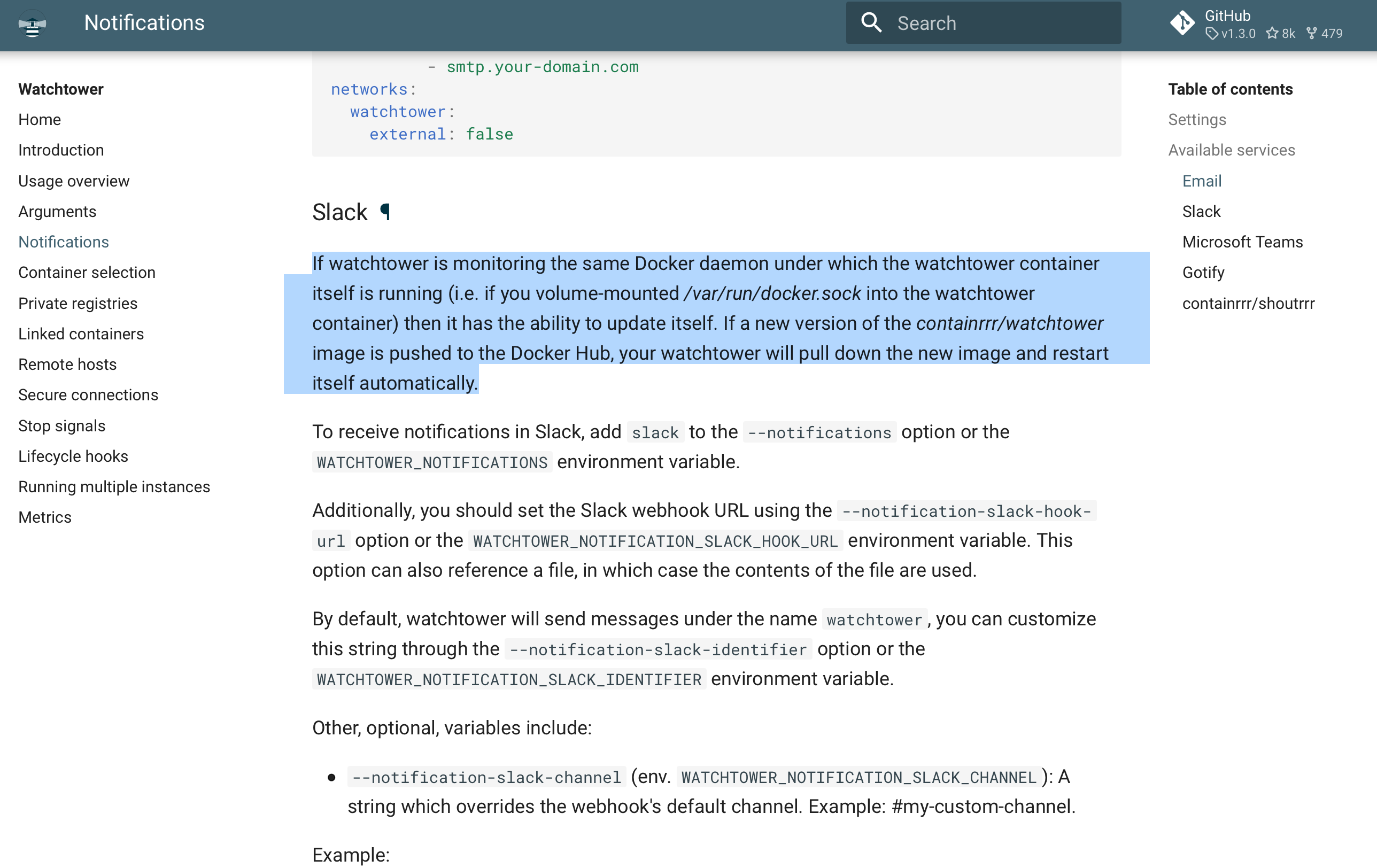 Documentation contains paragraph in unexpected location · Issue #946 · containrrr/watchtower ...