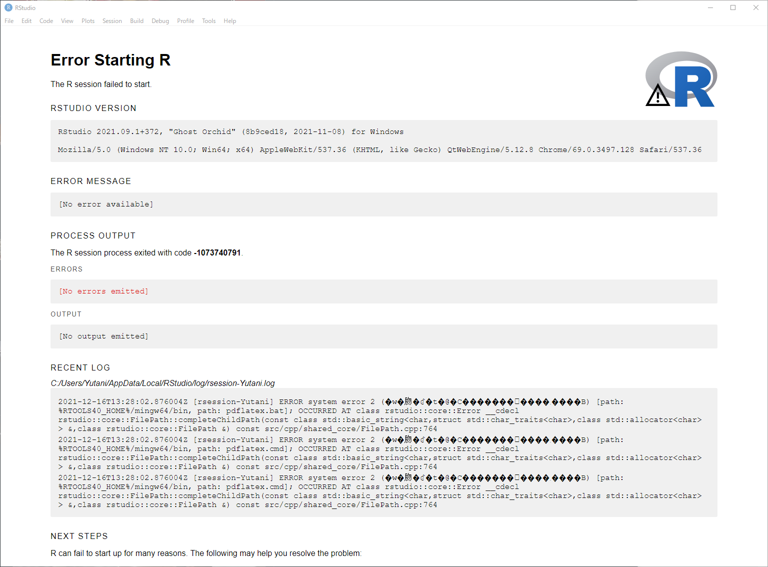 Cannot launch RStudio with the UCRT R-devel on Windows · Issue #10255 · rstudio/rstudio · GitHub