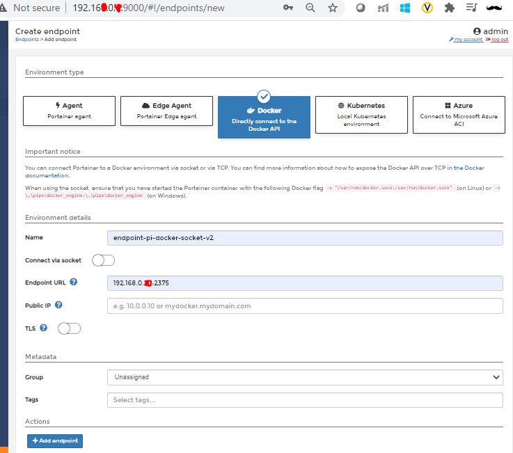 Portainer Issue In Creating Endpoint With Docker Option Docker Api 4470