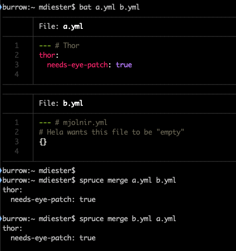 spruce cannot merge 2 files, if one of them is empty and/or fully commented out · Issue #256 ...