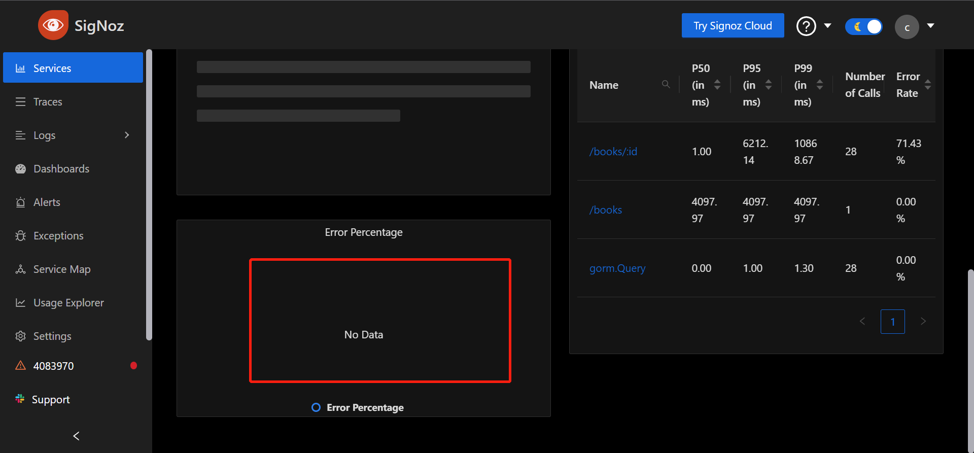 Why the "Status Code" col is empty when the status code is not 200? And the "Rate (ops/s ...