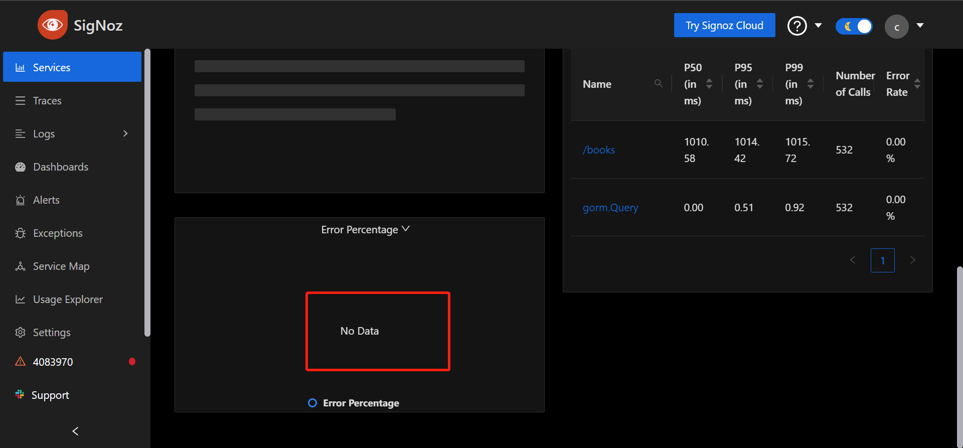 Why the "Status Code" col is empty when the status code is not 200? And the "Rate (ops/s ...