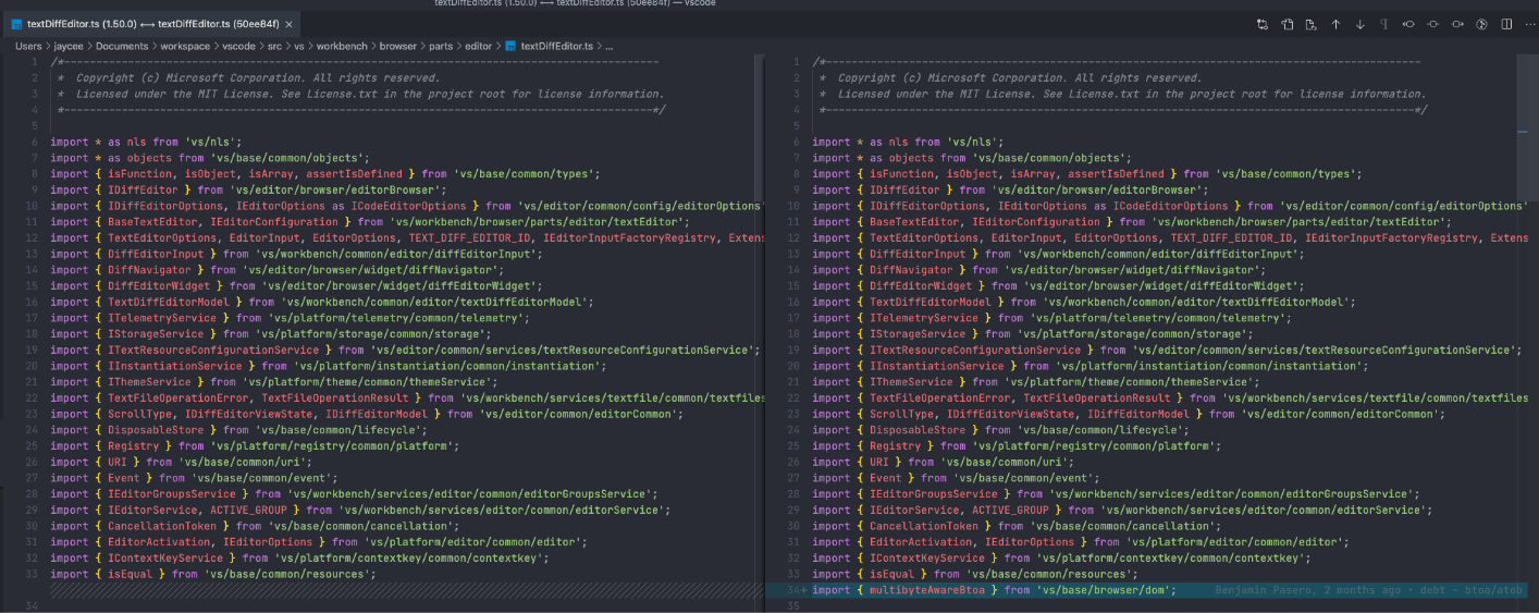 bug: version1.50.0->version1.51.0 file: textDiffEditor.ts new import function multibyteAwareBtoa ...