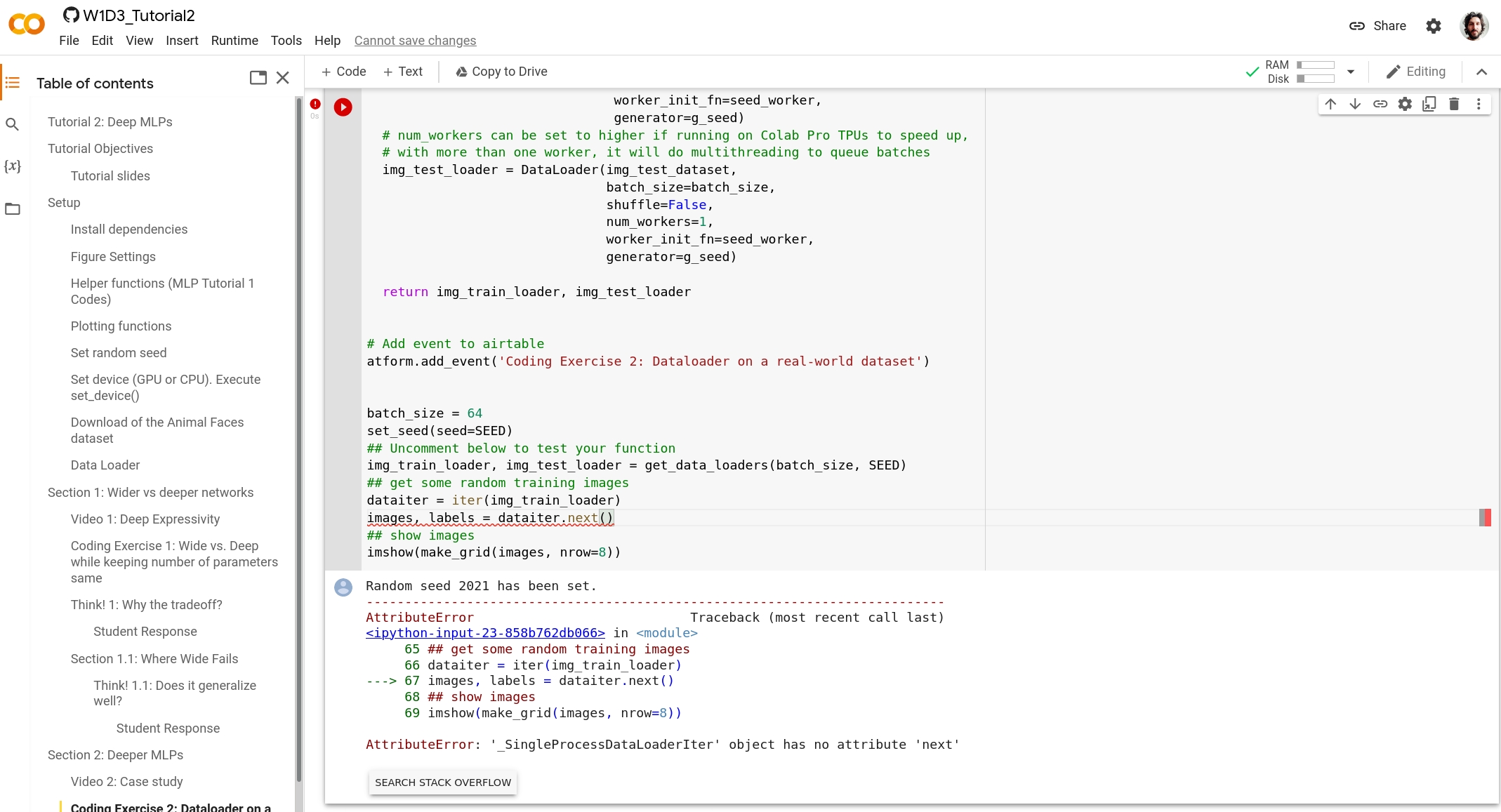 next() call yields AttributeError · Issue #790 · NeuromatchAcademy ...