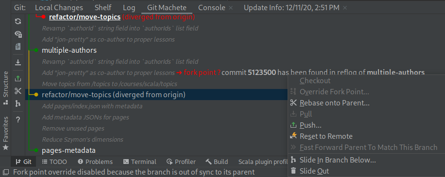Yellow edge but `override fork point` action disabled · Issue #662 · VirtusLab/git-machete ...