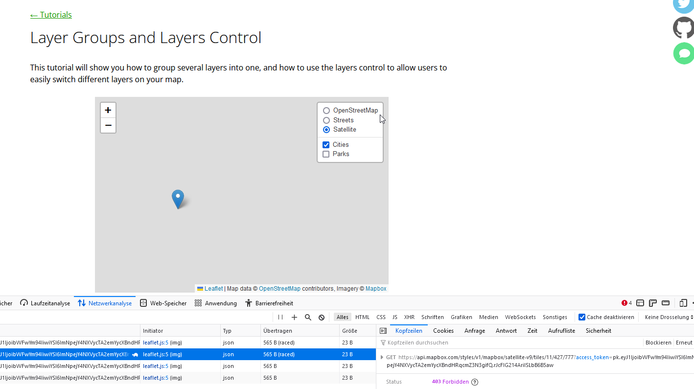 Layer Control Tutorial Mapbox Tiles Not Loading · Issue 8960 · Leafletleaflet · Github