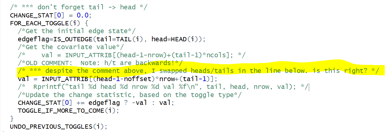 edgecov changestats legacy comments · Issue #103 · statnet/ergm · GitHub