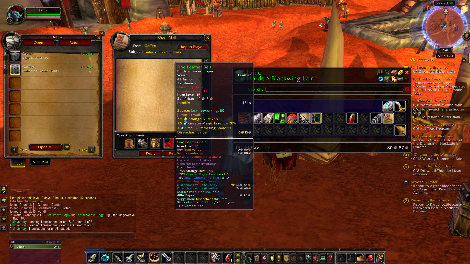 [Mail] items mailed between alts arrived with 0/0 durability (visual ...