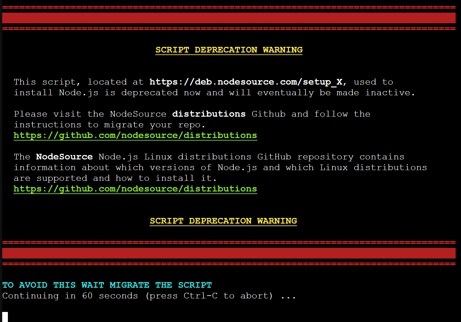 Script https://deb.nodesource.com/setup_X is now deprecated · Issue #1560 · homebridge ...