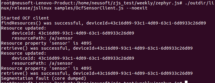 [ocf] Segmentation fault occurs when running ocf client on Linux · Issue #1316 · intel/zephyr.js ...