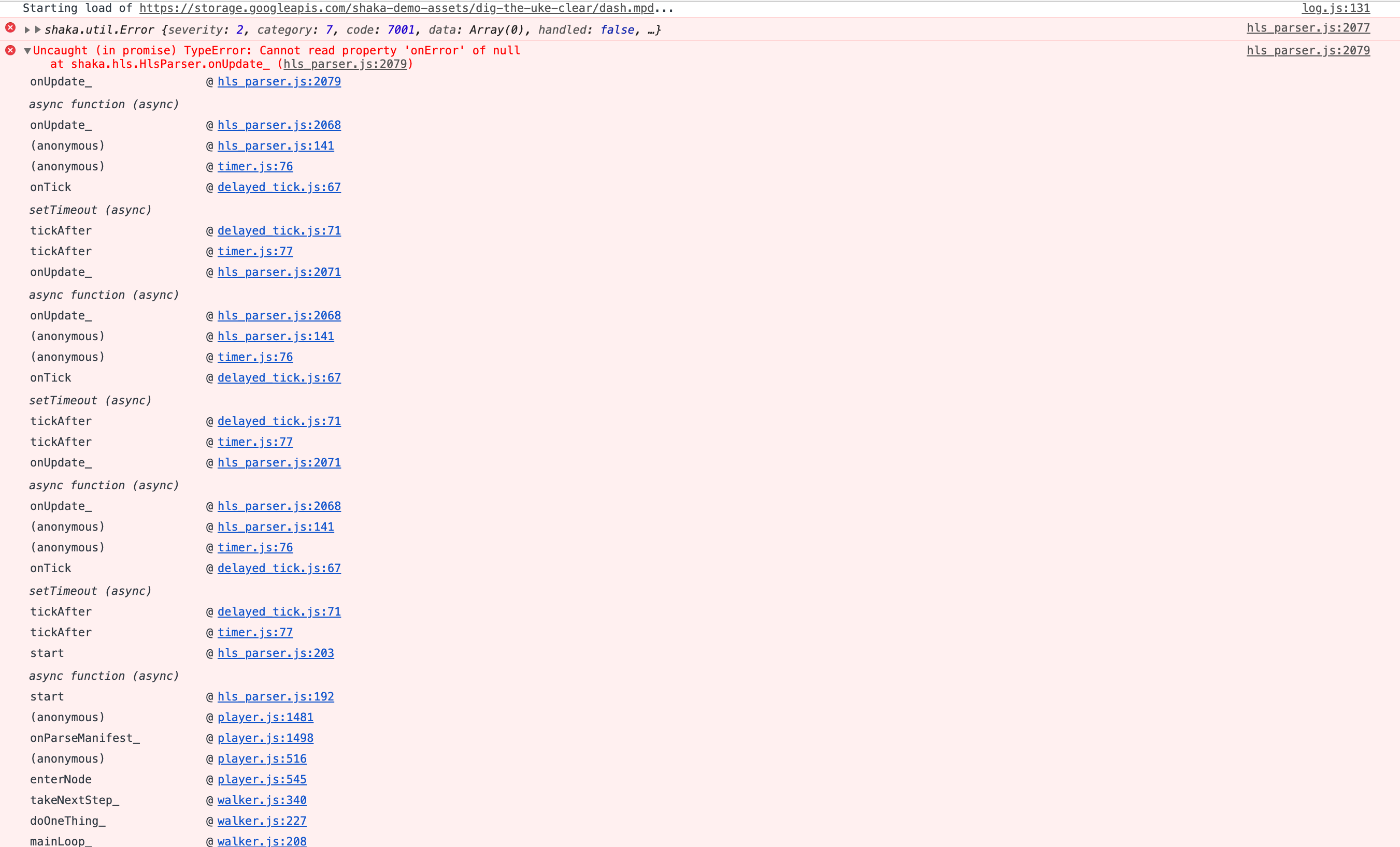 Uncaught TypeError in hls_parser onUpdate · Issue #2138 · shaka-project/shaka-player · GitHub