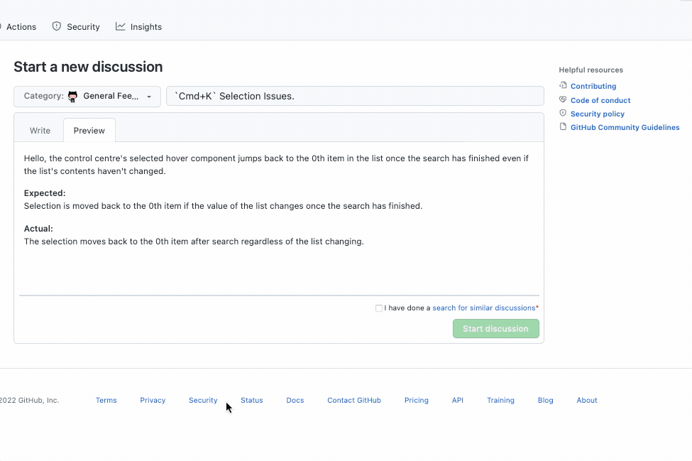 Command Palette Selection Issues · community · Discussion #17369 · GitHub