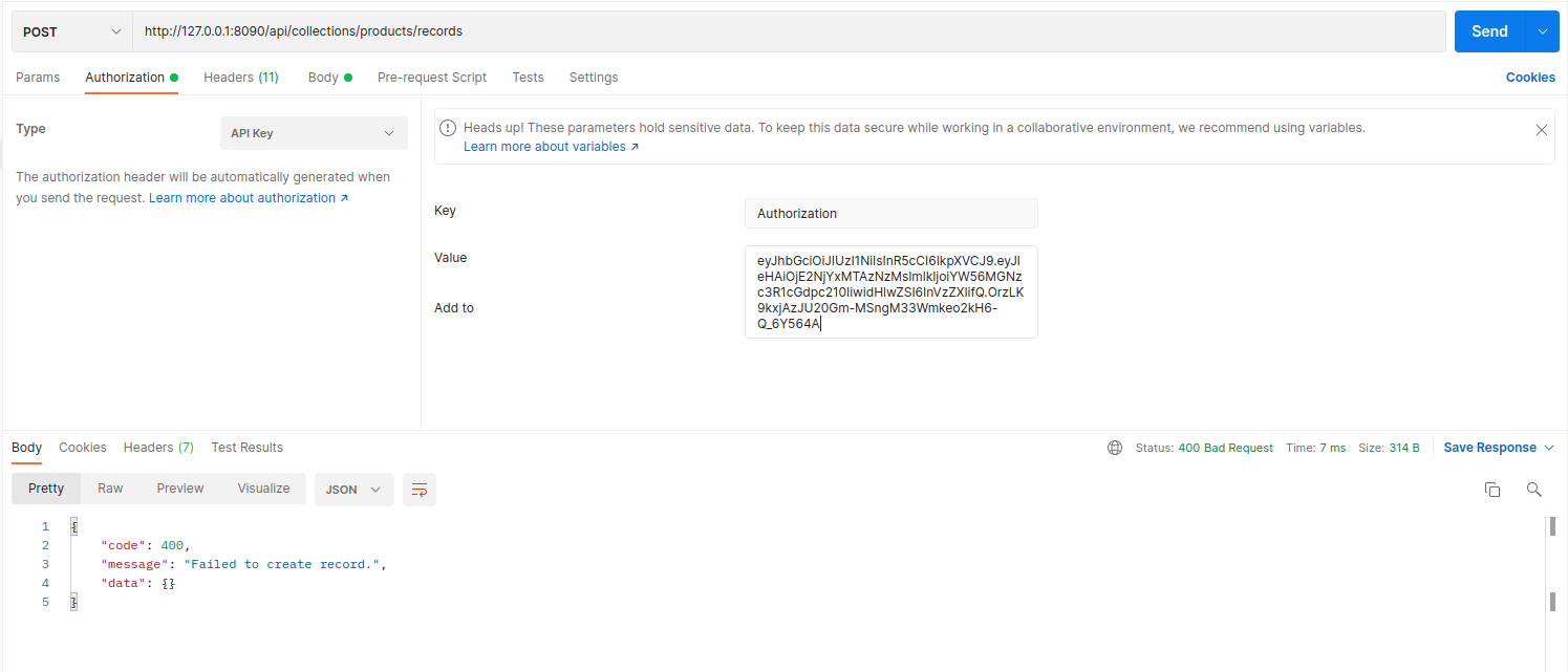 Code error 400 by API response · Issue #708 · pocketbase/pocketbase · GitHub