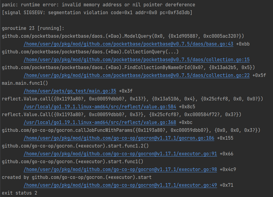 Panic when I trying to use gocron · pocketbase pocketbase · Discussion #894 · GitHub