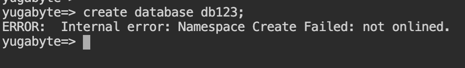 [DocDB] Restore and Database creation failing on cloud portal due to "Namespace Create Failed ...