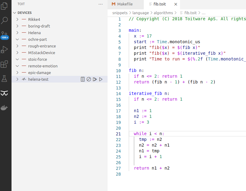 In the VSCode extension: Add `(simulator)` to the displayed device name ...