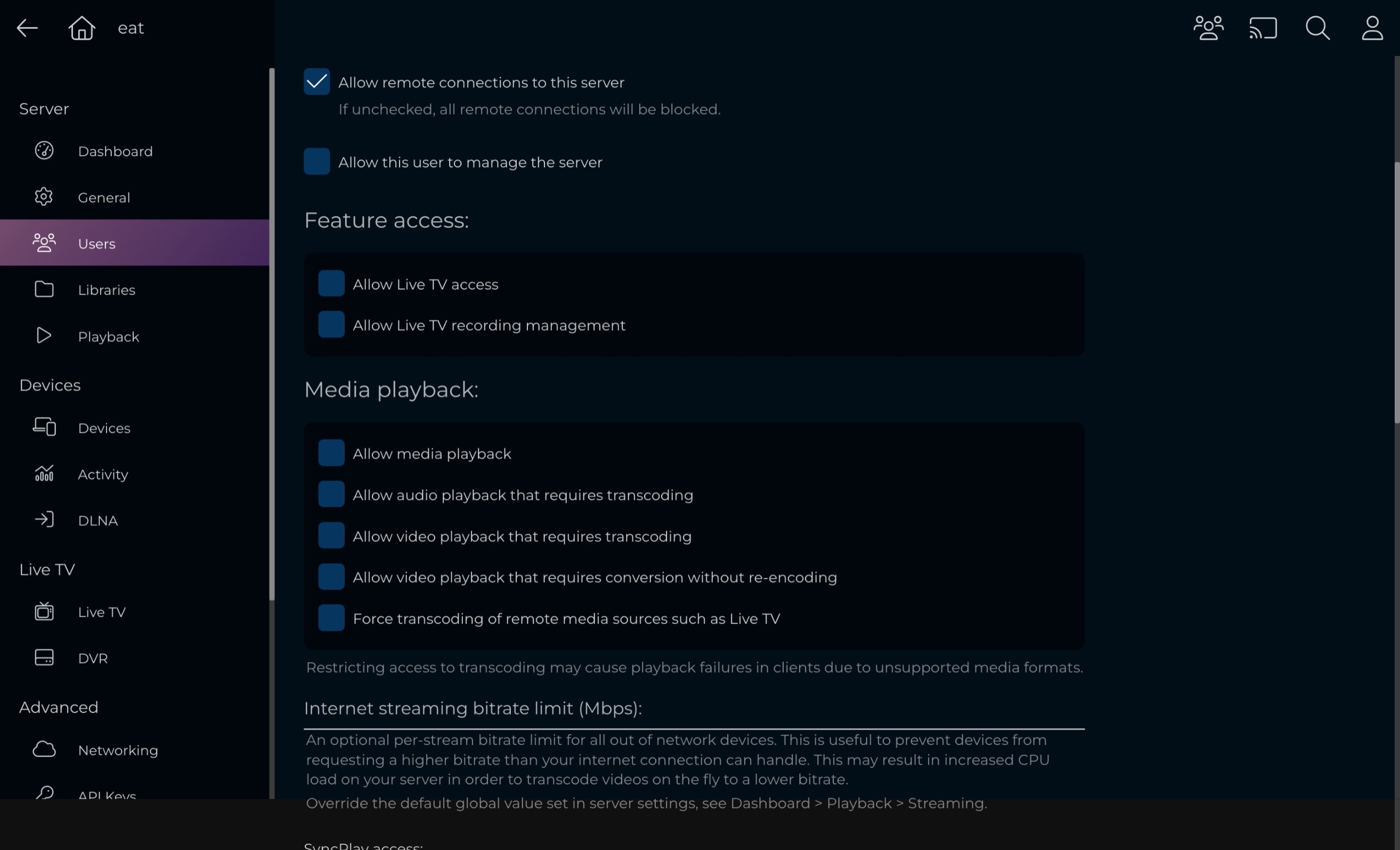 [Issue]:Unchecking "Allow media playback" won't block the user's playback videos with infuse ...