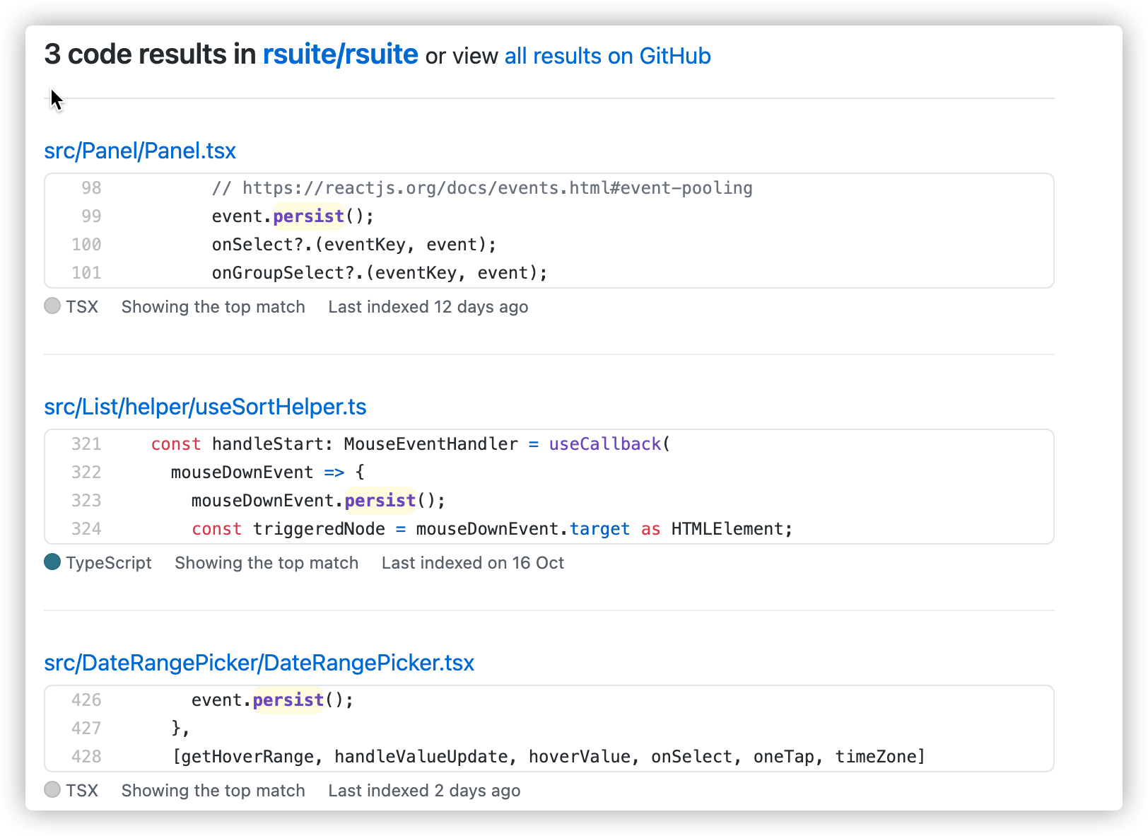react v17 SyntheticEvent.persist() 方法将会失效 · Issue #1383 · rsuite/rsuite · GitHub