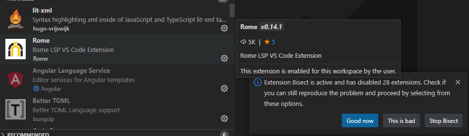 Extension Bisect Doesnt Bisect Workspace Enabled Extensions · Issue 160460 · Microsoftvscode